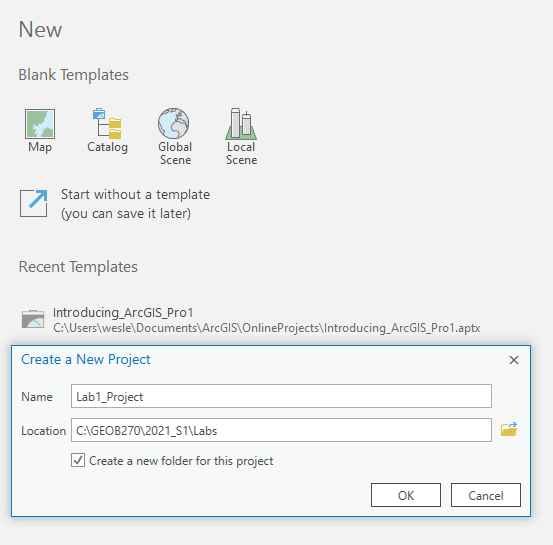 GEOS 270 Labs - Introduction to ArcGIS Pro